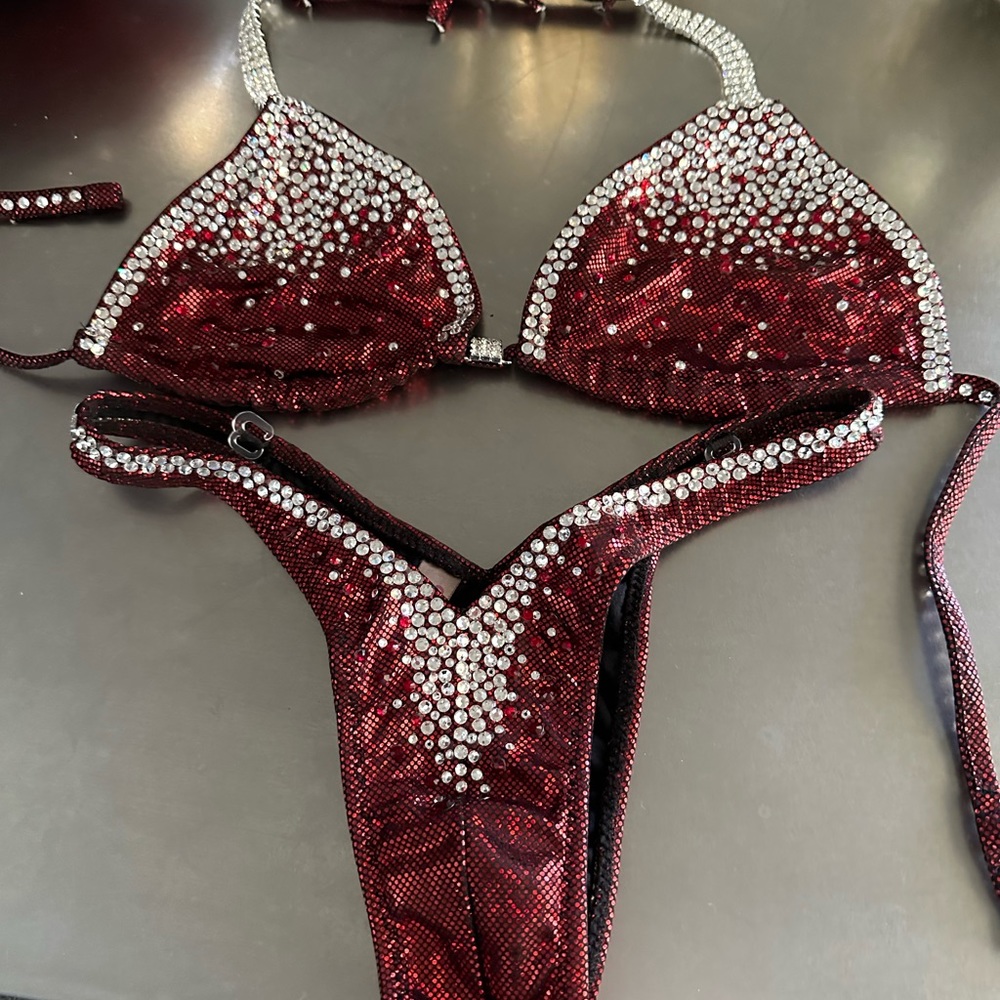Crystalini Bikini Figure Competition Suit In Red. Wor… - Gem
